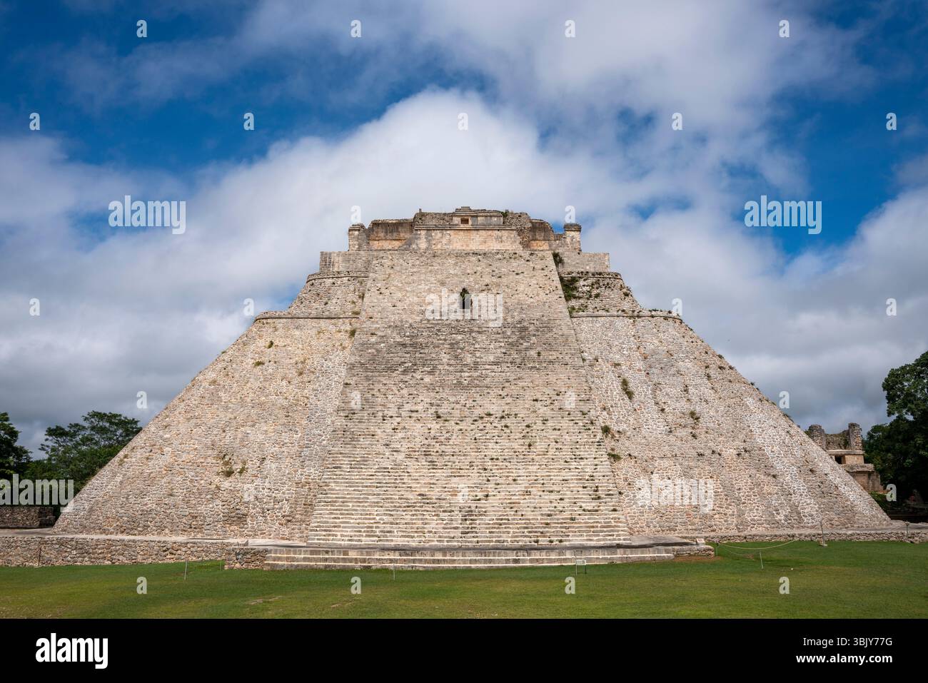 Pyramid of the Magician distinctive oval Maya temple emerging from ...