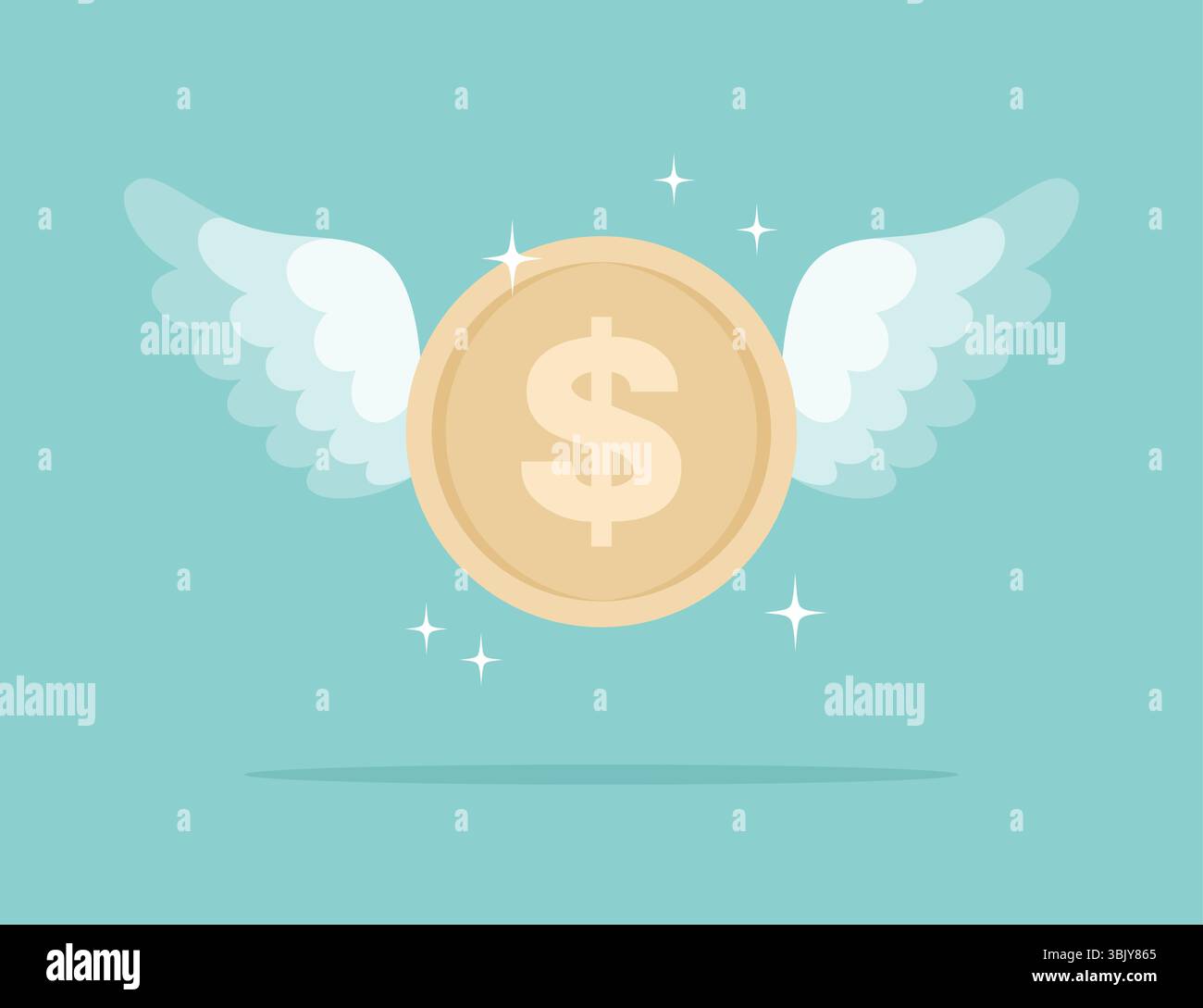 Flying gold coin wings Stock Vector Images - Alamy