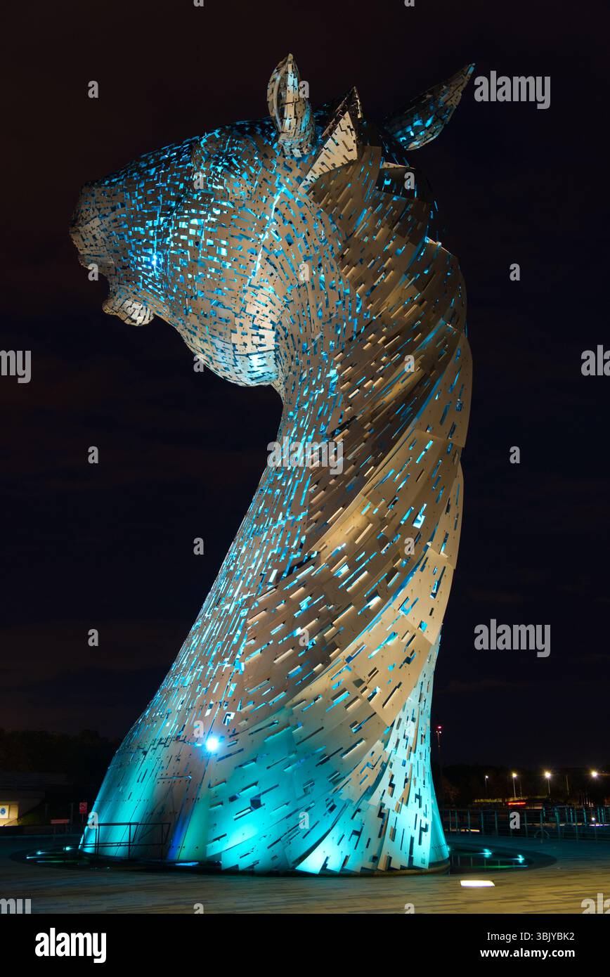 Solitary Kelpie Angles captured in Topaz Blue: The Helix, Grangemouth ...