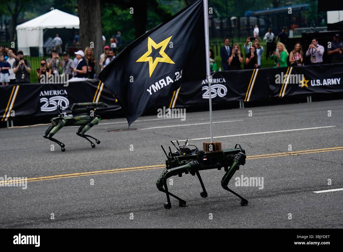 A robotic quadruped, also known as a robot dog, during the US Army's ...