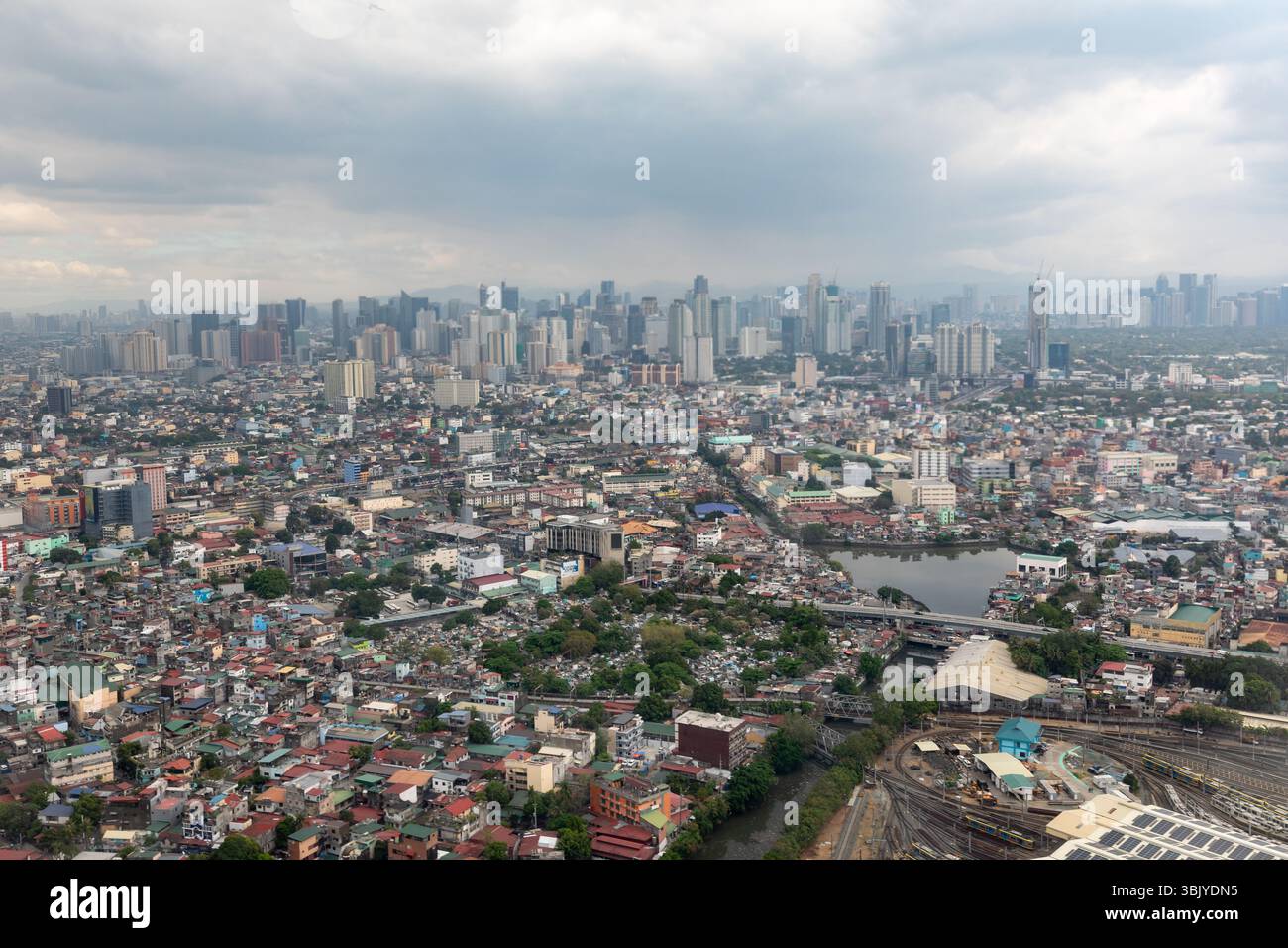 An aerial view of Manila, Philippines, showcasing the dense urban ...