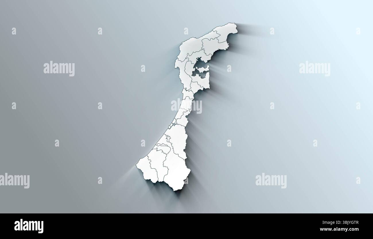 Minimalist Map of Ishikawa Japan Prefecture with Borders Stock Photo ...
