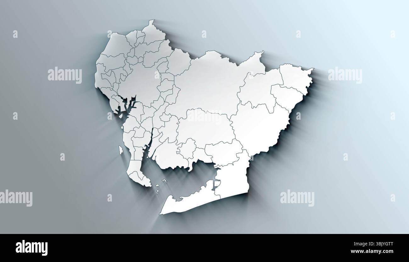 Minimalist Map of Aichi Japan Prefecture with Borders Stock Photo - Alamy