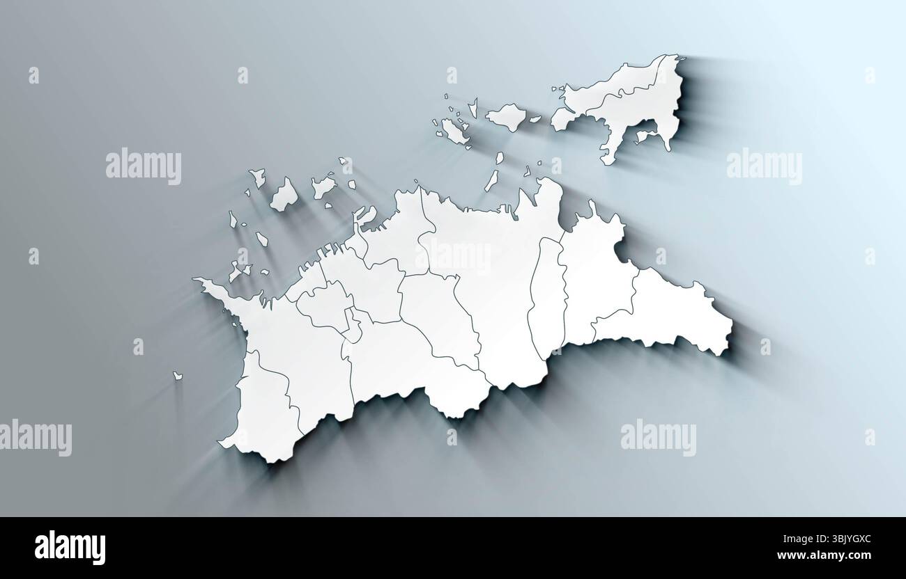 Minimalist Map of Kagawa Japan Prefecture with Borders Stock Photo - Alamy