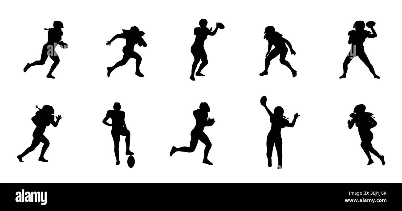 Female American Football player silhouette Stock Vector Image & Art - Alamy