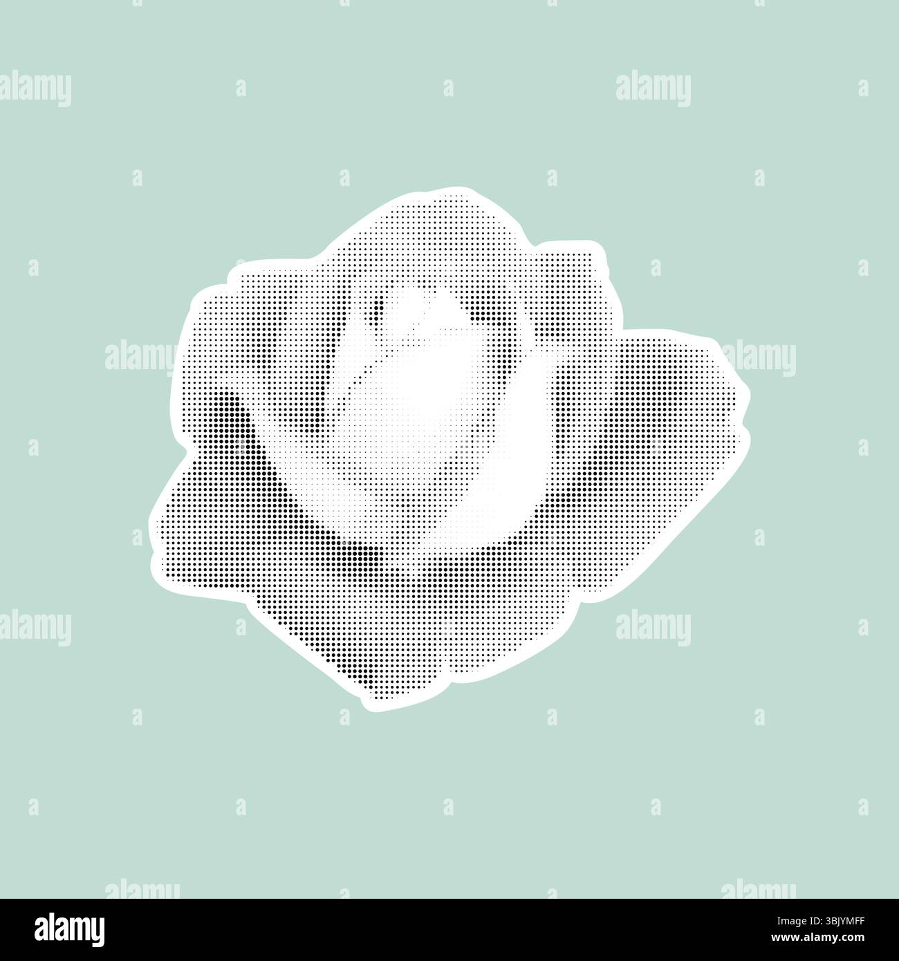 Stylized halftone rose in black and white on pastel background Stock ...