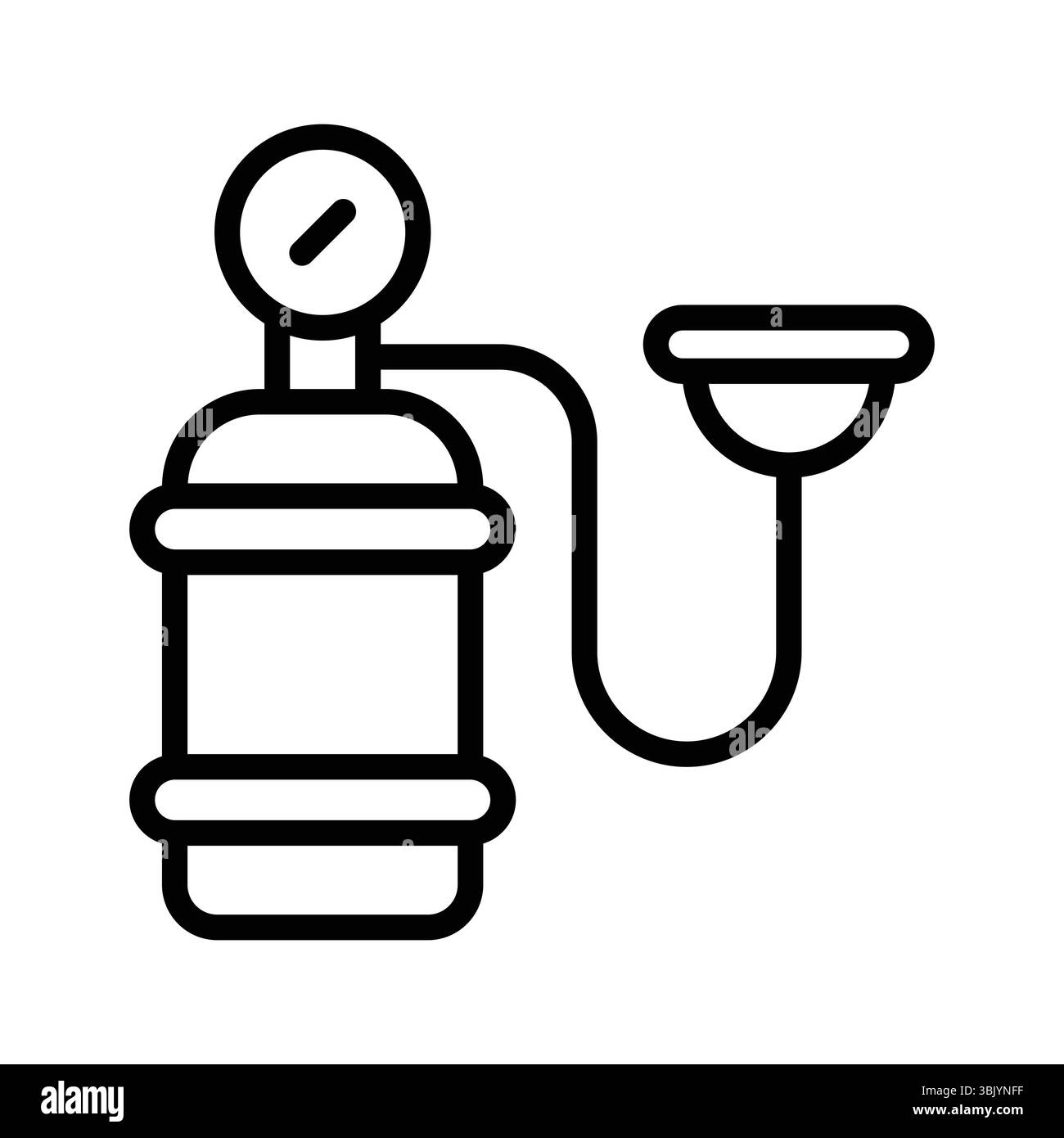 An oxygen tank connected to a breathing mask, icon of oxygen cylinder ...
