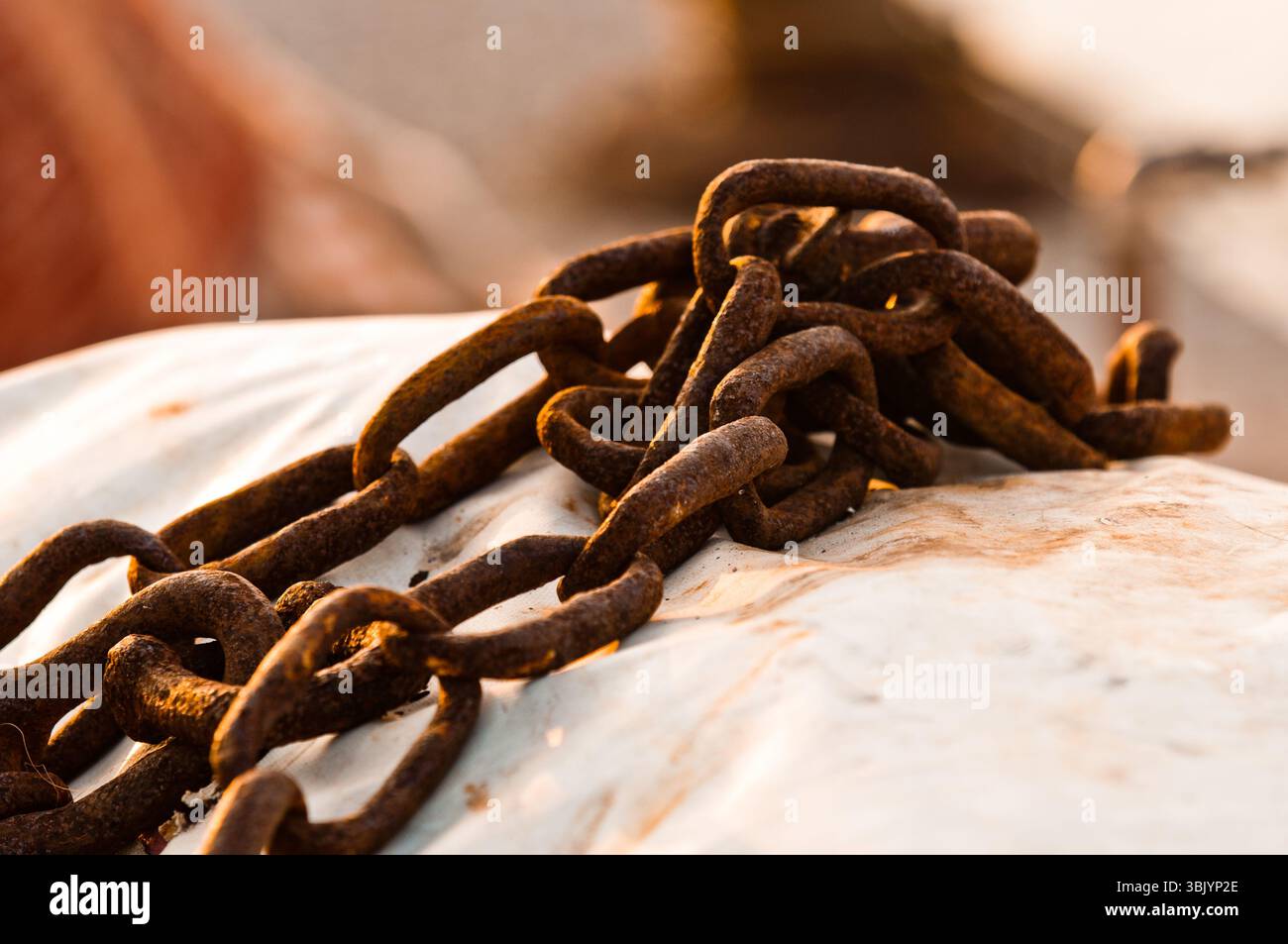 Rusty old chains of a boat Stock Photo - Alamy