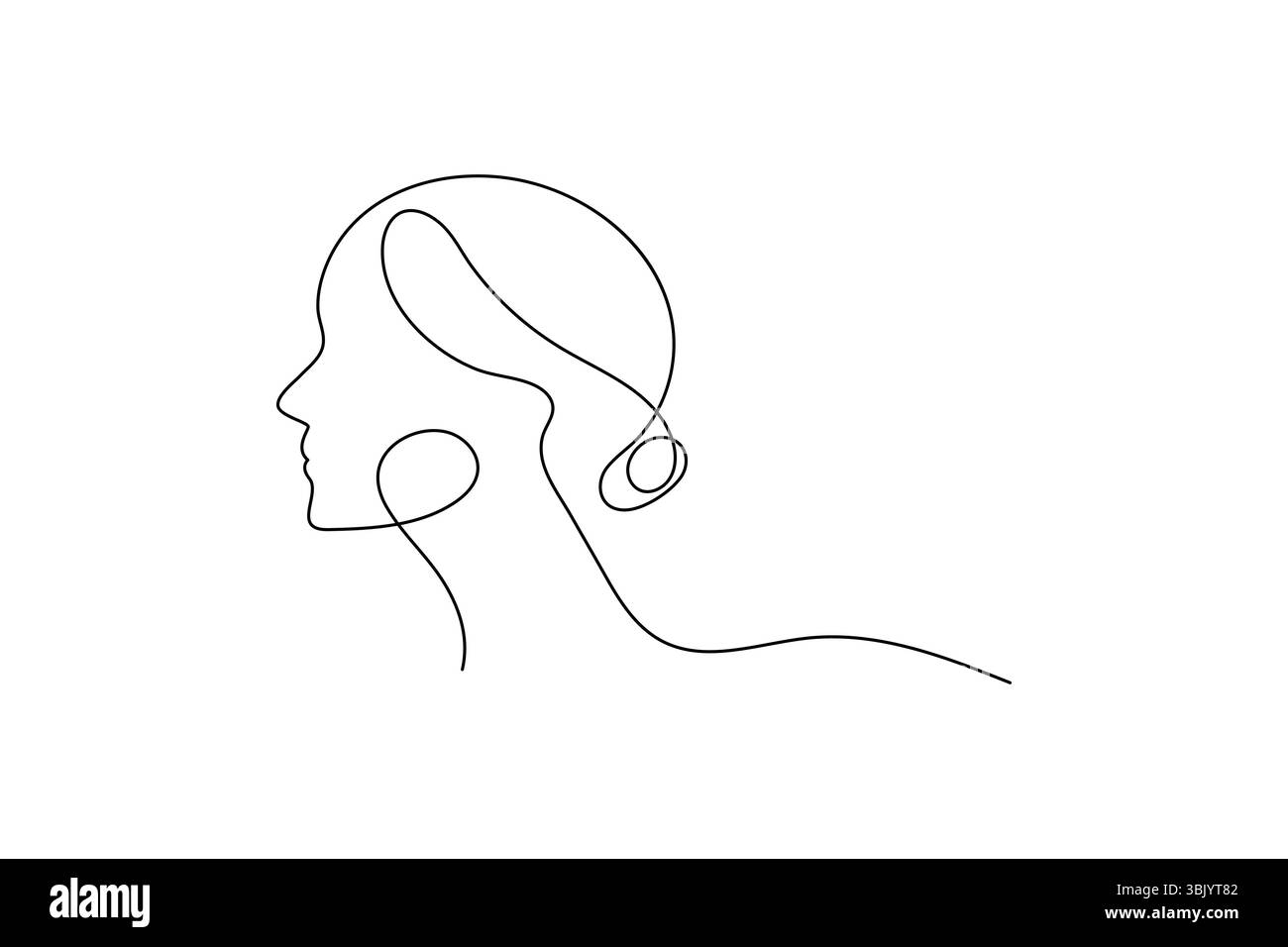 Woman face profile continuous one line drawing minimalist style ...