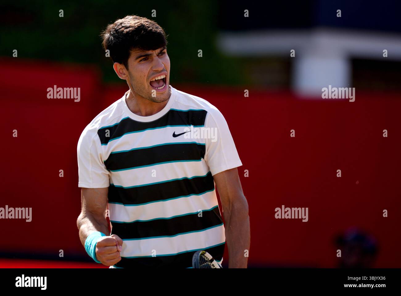 Carlos Alcaraz celebrates winning his match against Adam Walton, on day ...