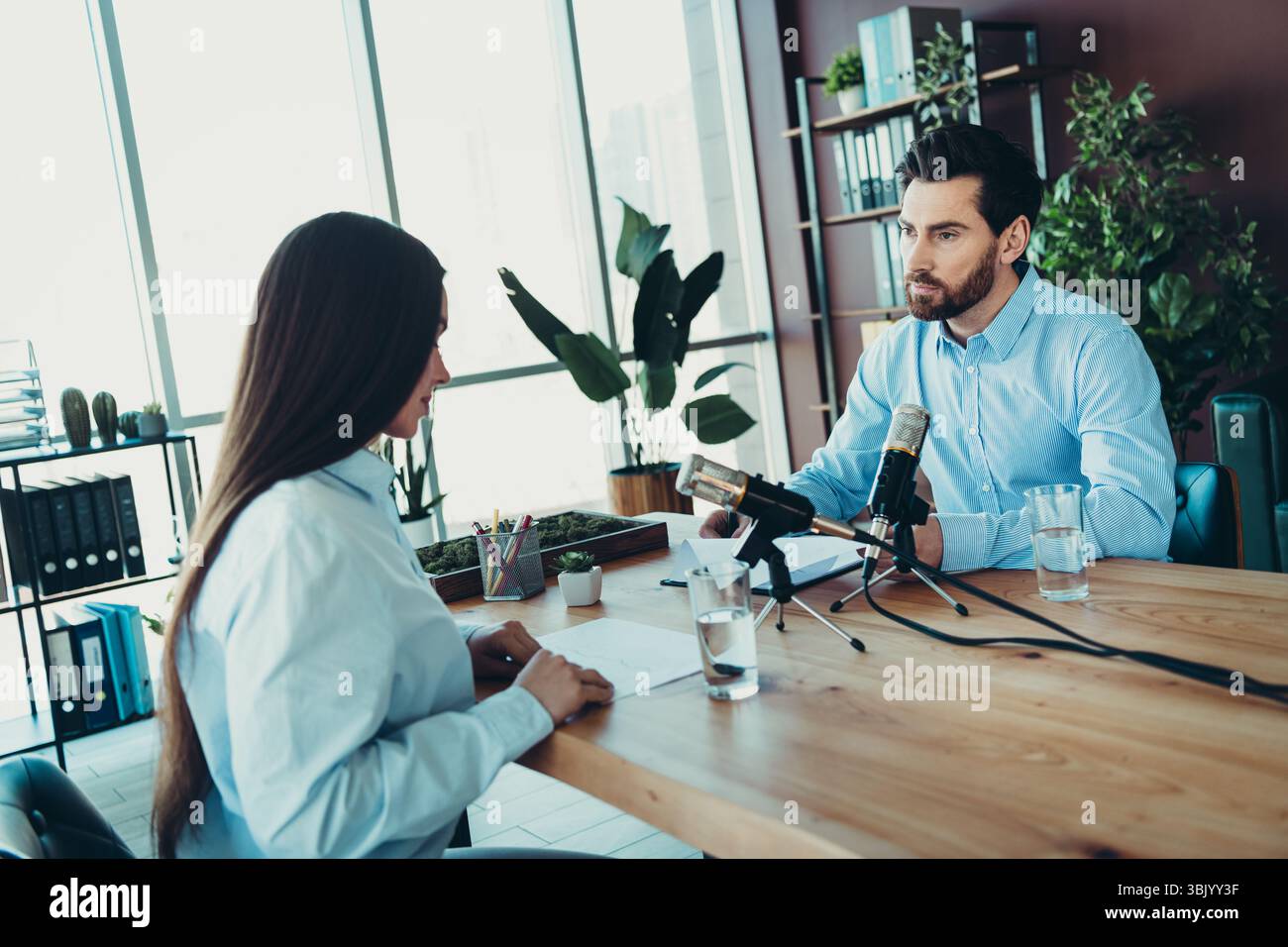 Workspace interview showcasing teamwork and business collaboration in a ...