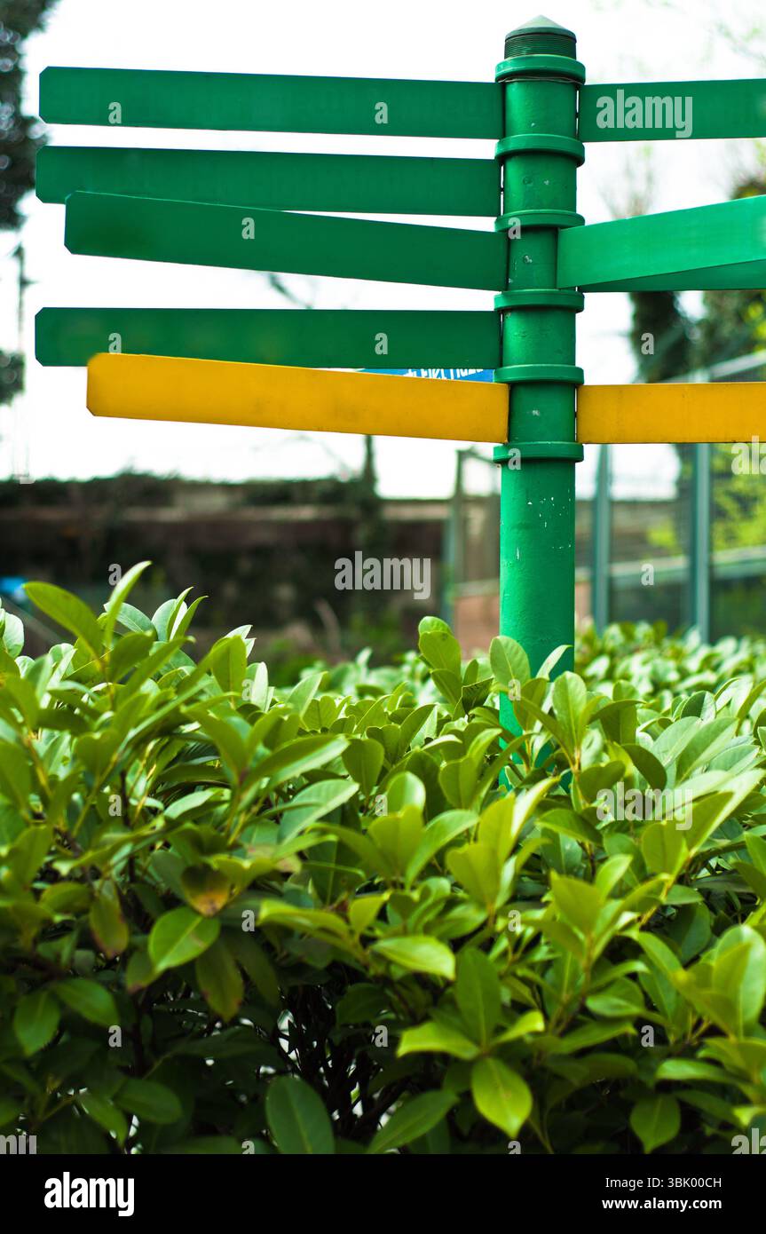 Green signs showing the way with lot of copyspace Stock Photo - Alamy