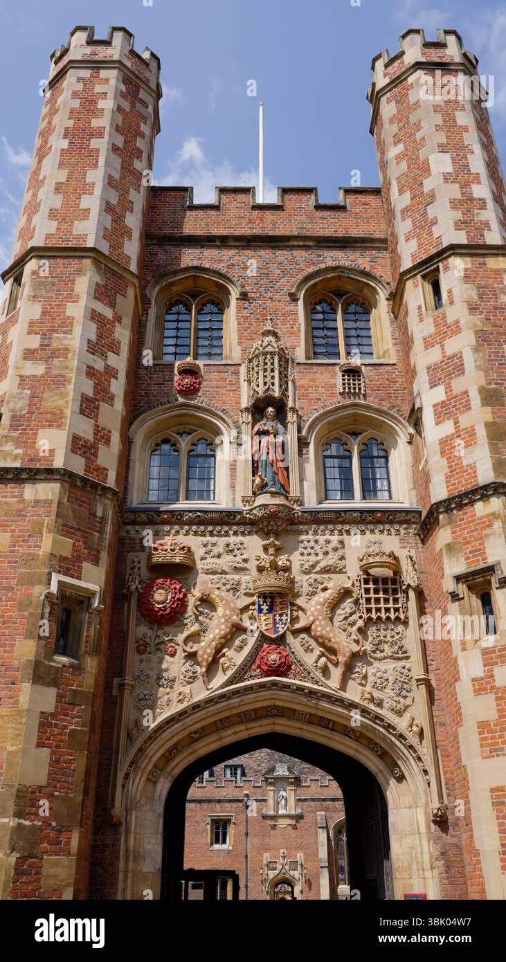 CAMBRIDGE, UK - JUNE 11, 2025 - Low angle view of the historic Christ's ...