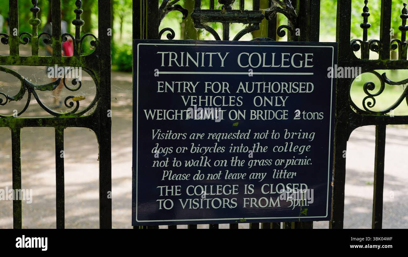 CAMBRIDGE, UK - JUNE 11, 2025 - Sign indicating entry restrictions and ...