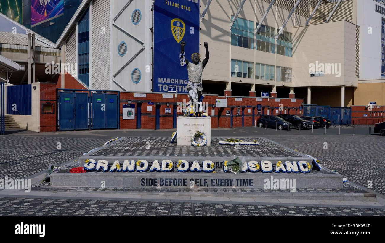 LEEDS, UK - JUNE 12, 2025 - Billy Bremner statue commemorating a goal ...
