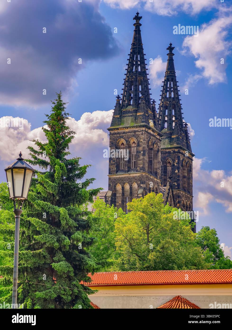 Majestic Gothic Cathedral: Stunning Twin Spires Against a Bright Sky ...
