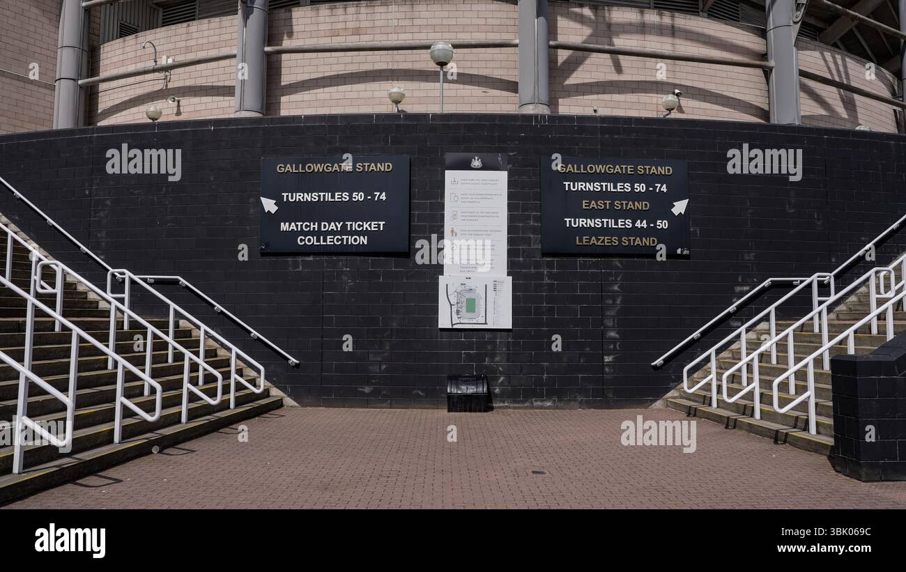 NEWCASTLE, UK - JUNE 13, 2025 - Empty access to St. James' Park stadium ...