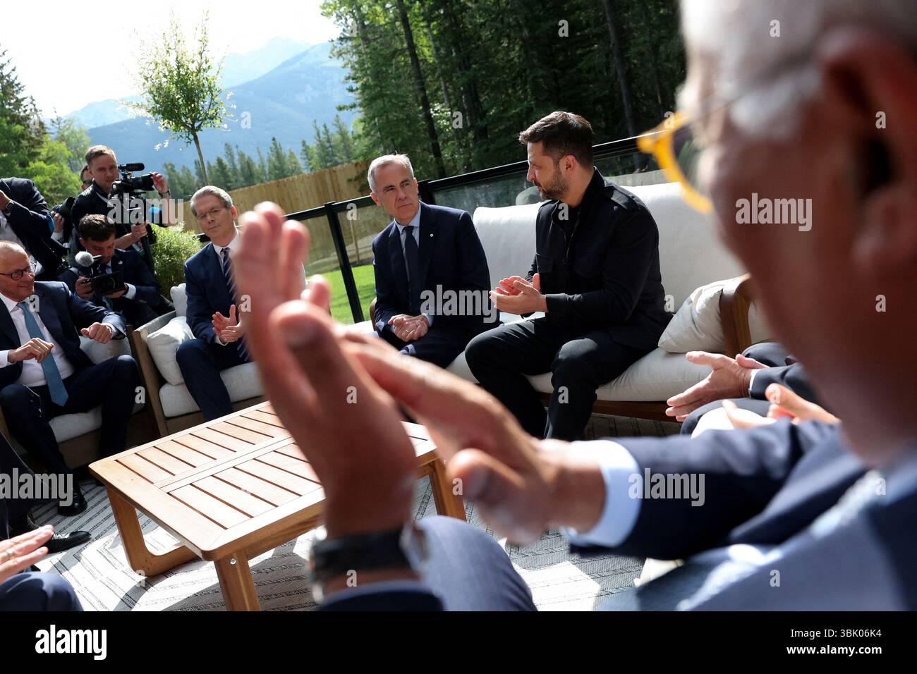 European Council President Antonio Costa, Canadian Prime Minister Mark Carney, Ukrainian ...