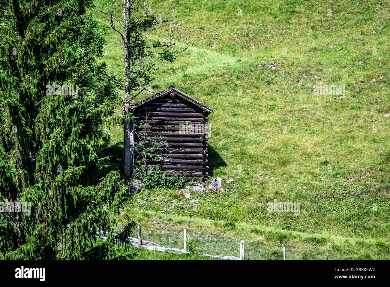 Old hay barn in the Austrian Alps Stock Photo - Alamy