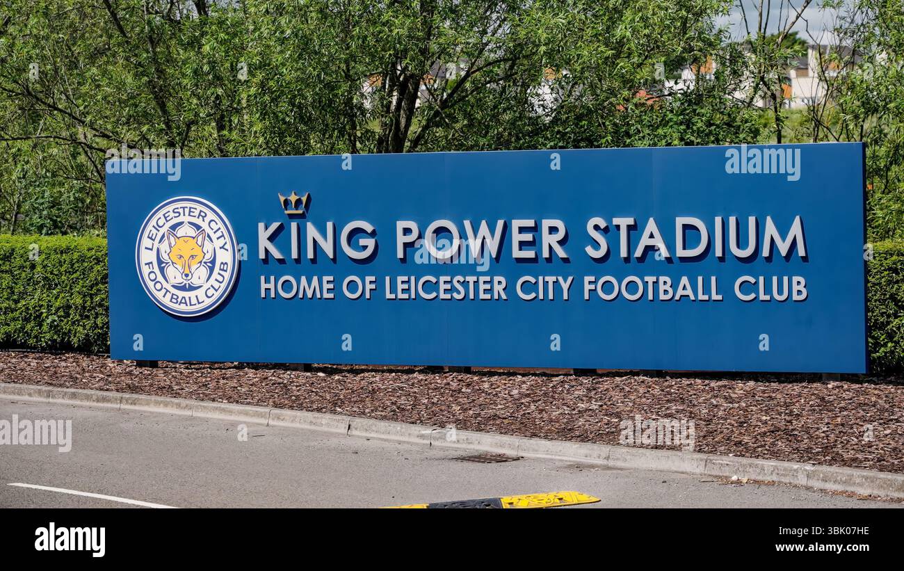 LEICESTER, UK - JUNE 14, 2025 - King Power Stadium signage, home of ...