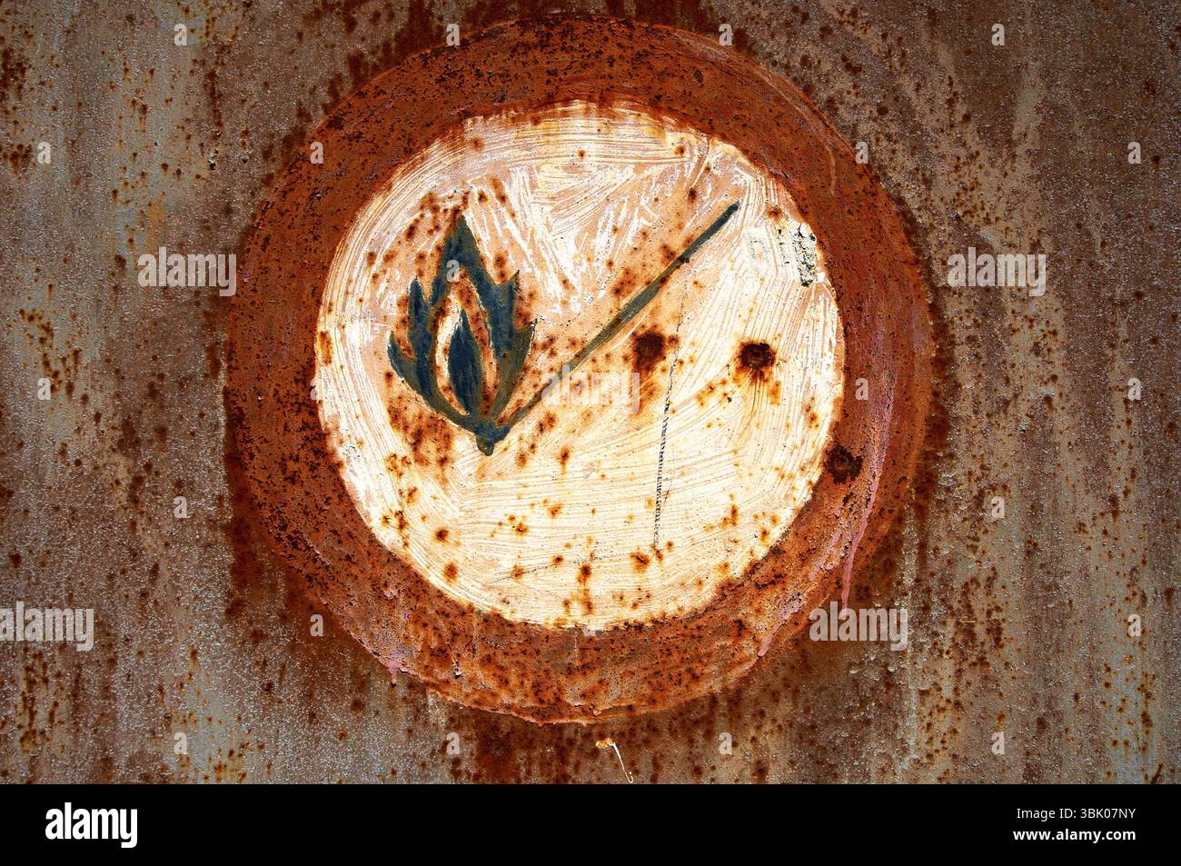 Do not light fire on dirty metal plate Stock Photo - Alamy