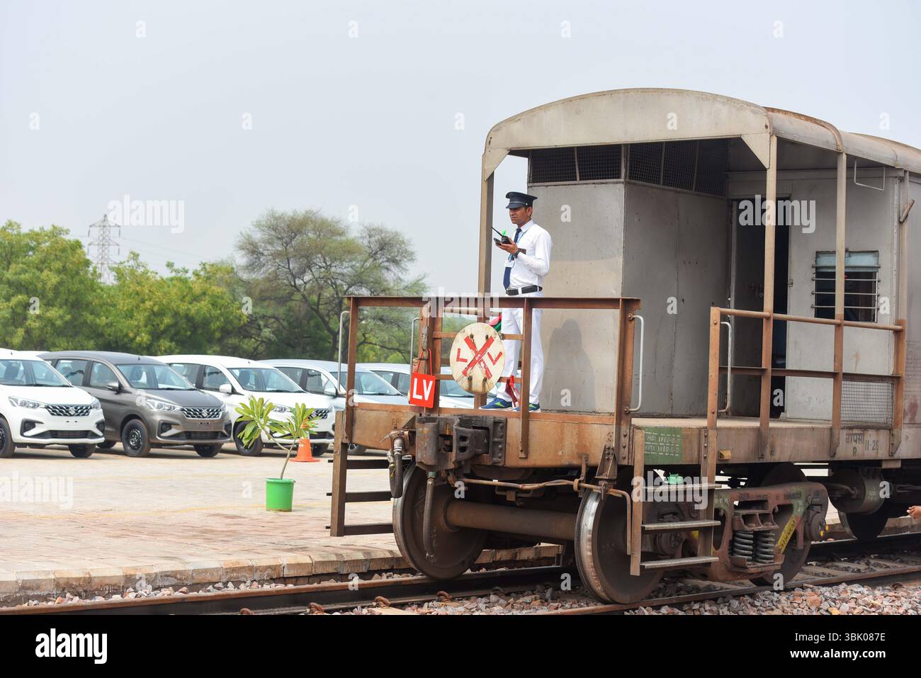 GURUGRAM, INDIA - JUNE 17: Cargo trains at Automobile in-plant railway ...