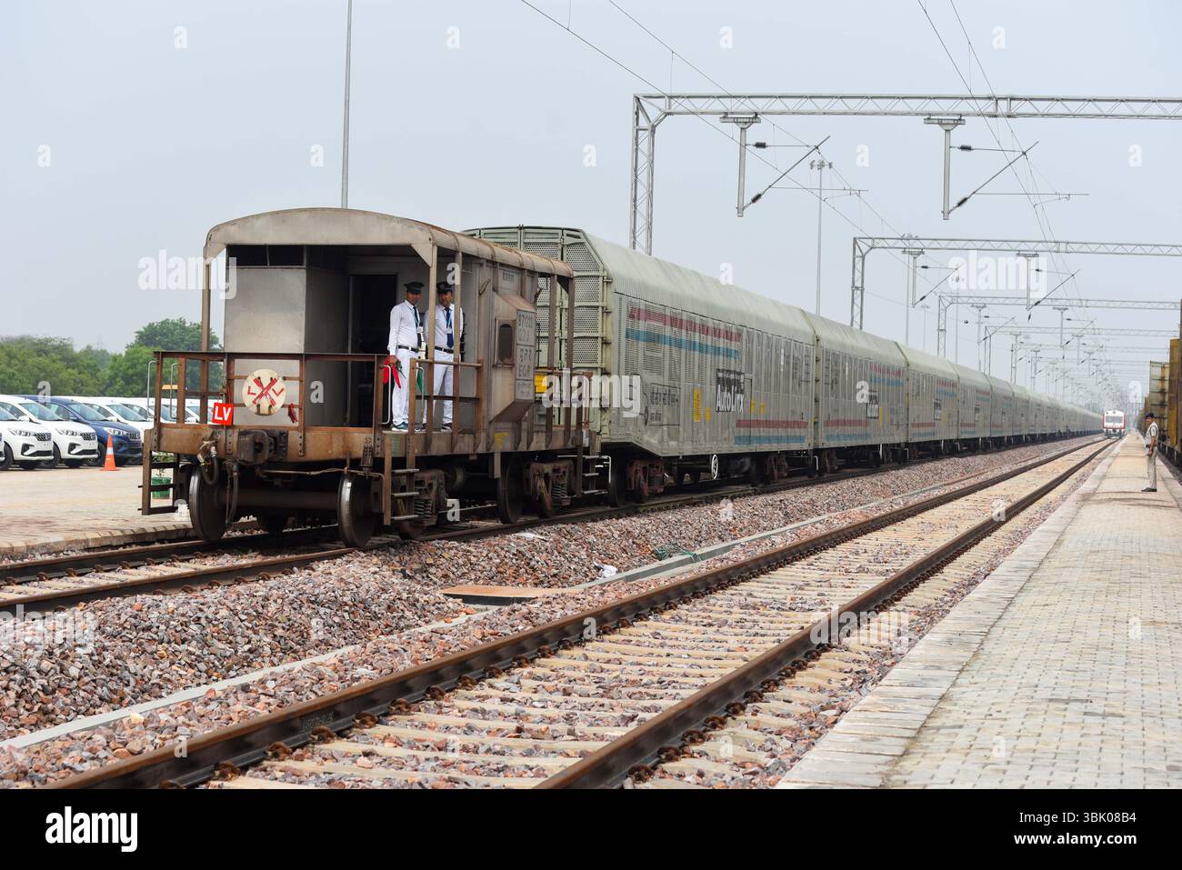 GURUGRAM, INDIA - JUNE 17: Cargo trains at Automobile in-plant railway ...