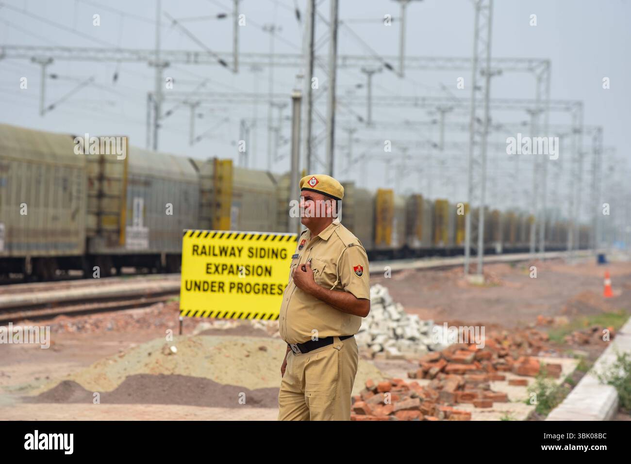 GURUGRAM, INDIA - JUNE 17: Cargo trains at Automobile in-plant railway ...