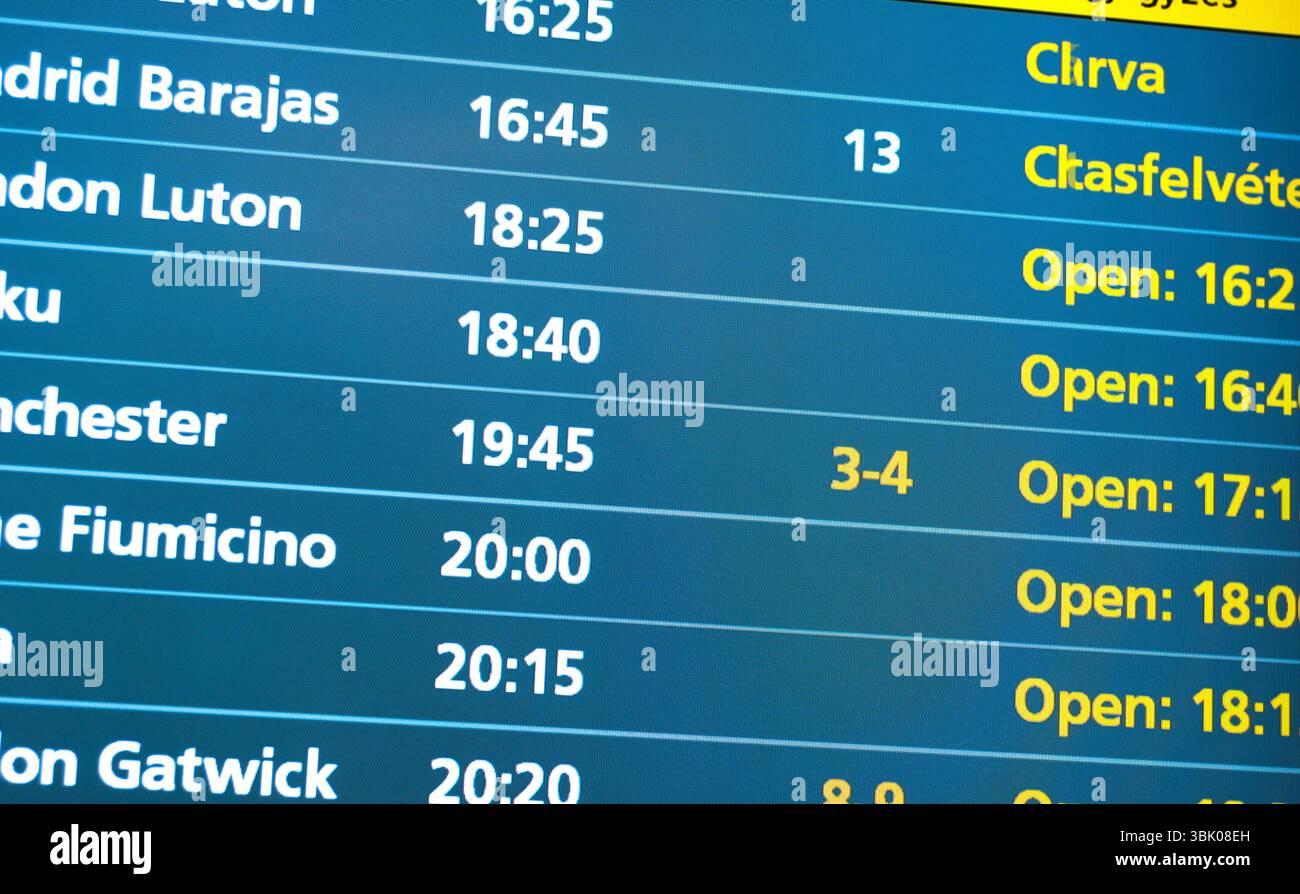 Airport, departure board, delay hi-res stock photography and images - Alamy