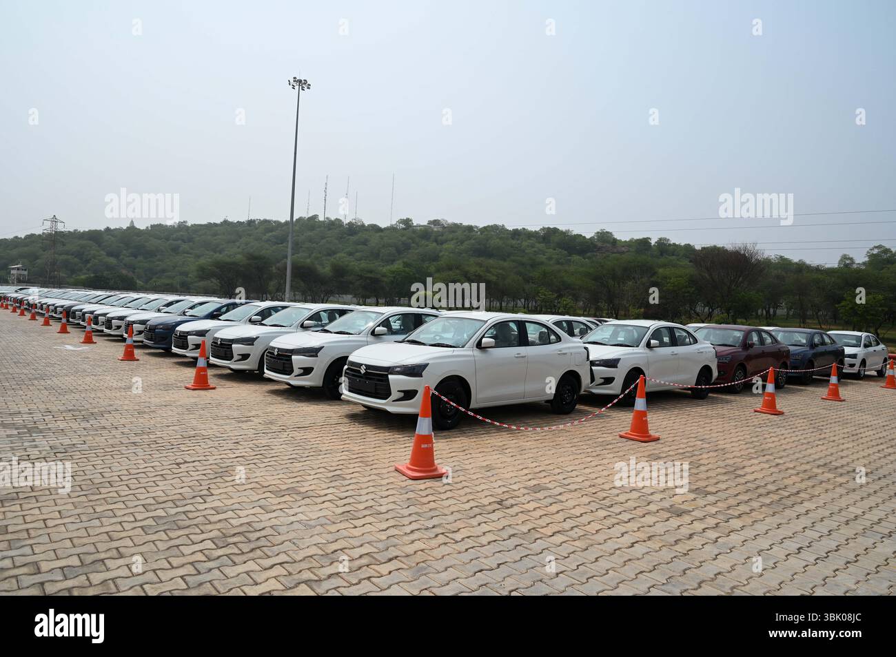 GURUGRAM, INDIA - JUNE 17: New cars parked at automobile in-plant ...