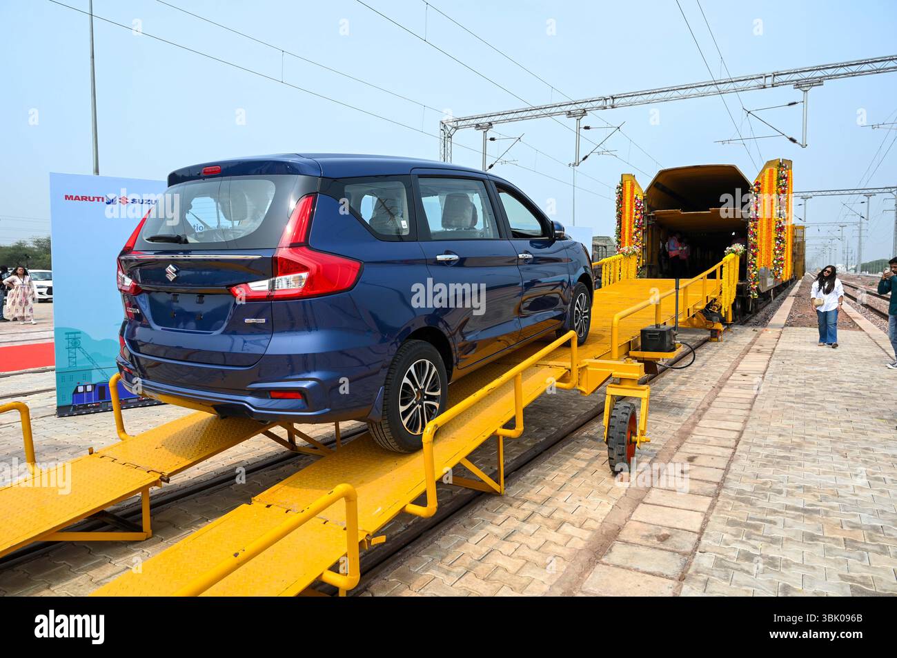 GURUGRAM, INDIA - JUNE 17: New cars loading on Cargo trains at ...