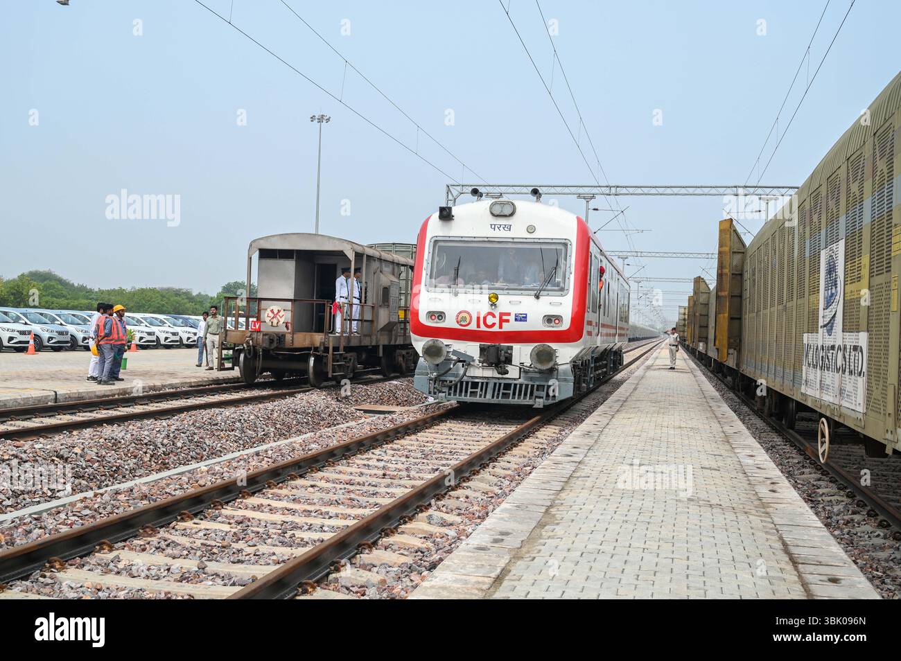 GURUGRAM, INDIA - JUNE 17: Cargo trains at Automobile in-plant railway ...