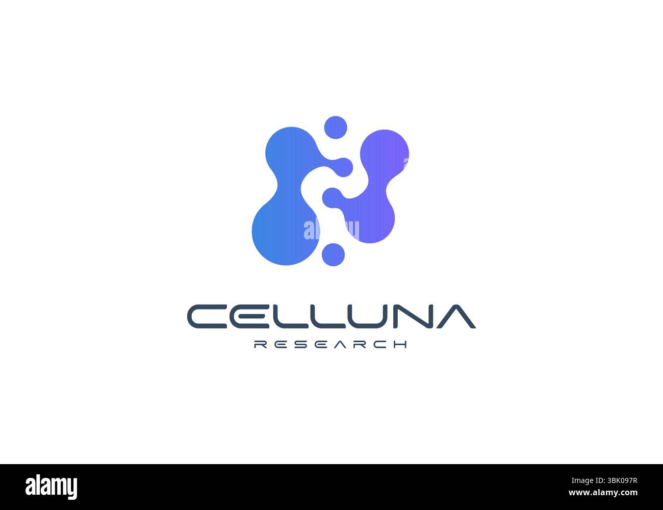 Abstract molecular logo with fusion organic shapes, representing ...