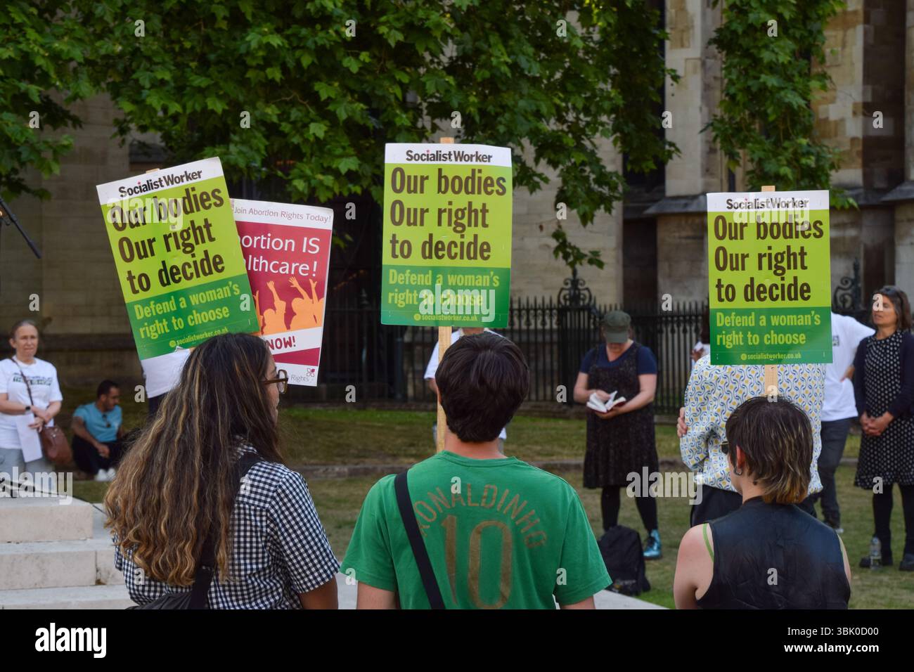 London, England, UK. 17th June, 2025. Abortion rights activists hold ...