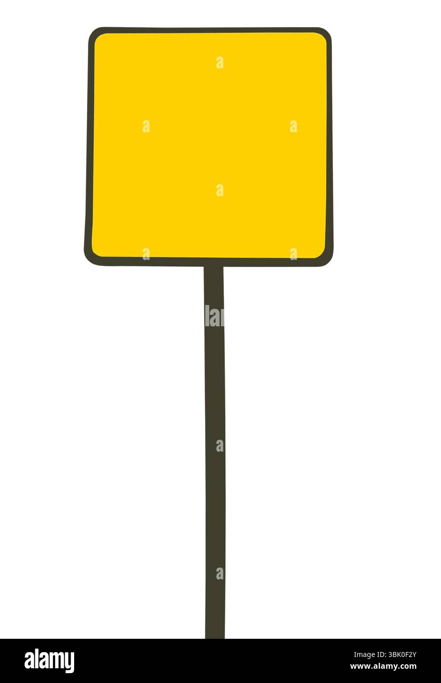 Simple yellow square sign on a pole, perfect for adding your own text ...