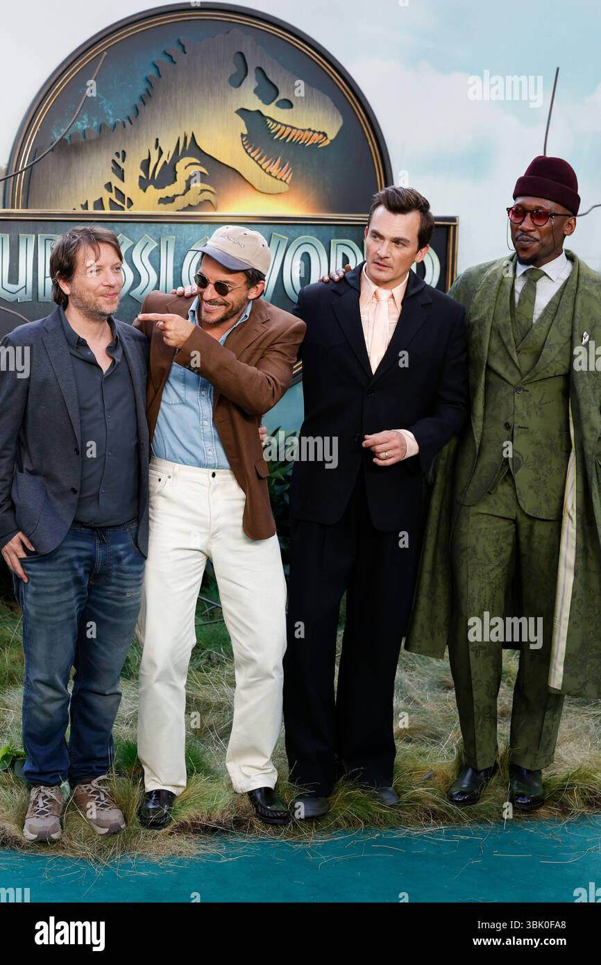Gareth Edwards, from left, Jonathan Bailey, Rupert Friend, and Mahershala Ali pose for ...