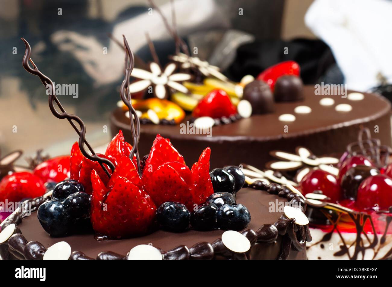 Cakes on blurry backgroun Stock Photo - Alamy