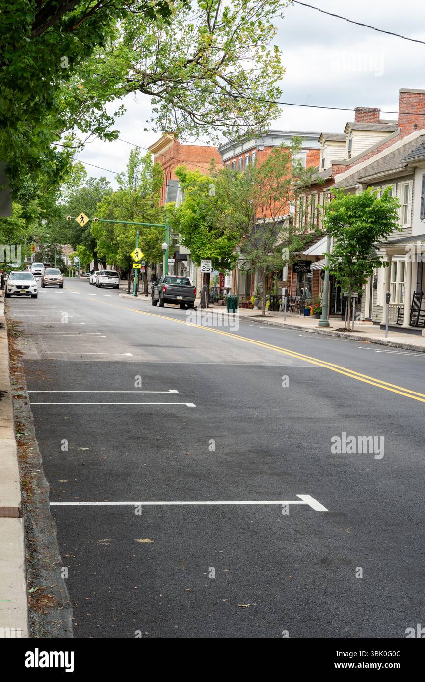 Lititz, PA, USA – May 18, 2025: A typical main street of a small-town ...
