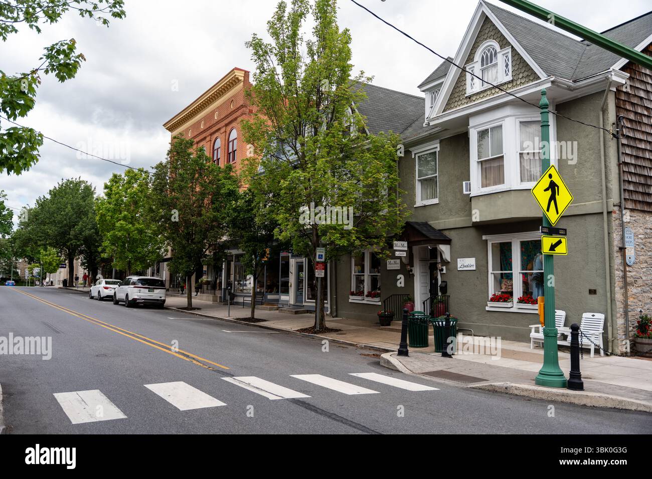 Lititz, PA, USA – May 18, 2025: A typical main street of a small-town ...