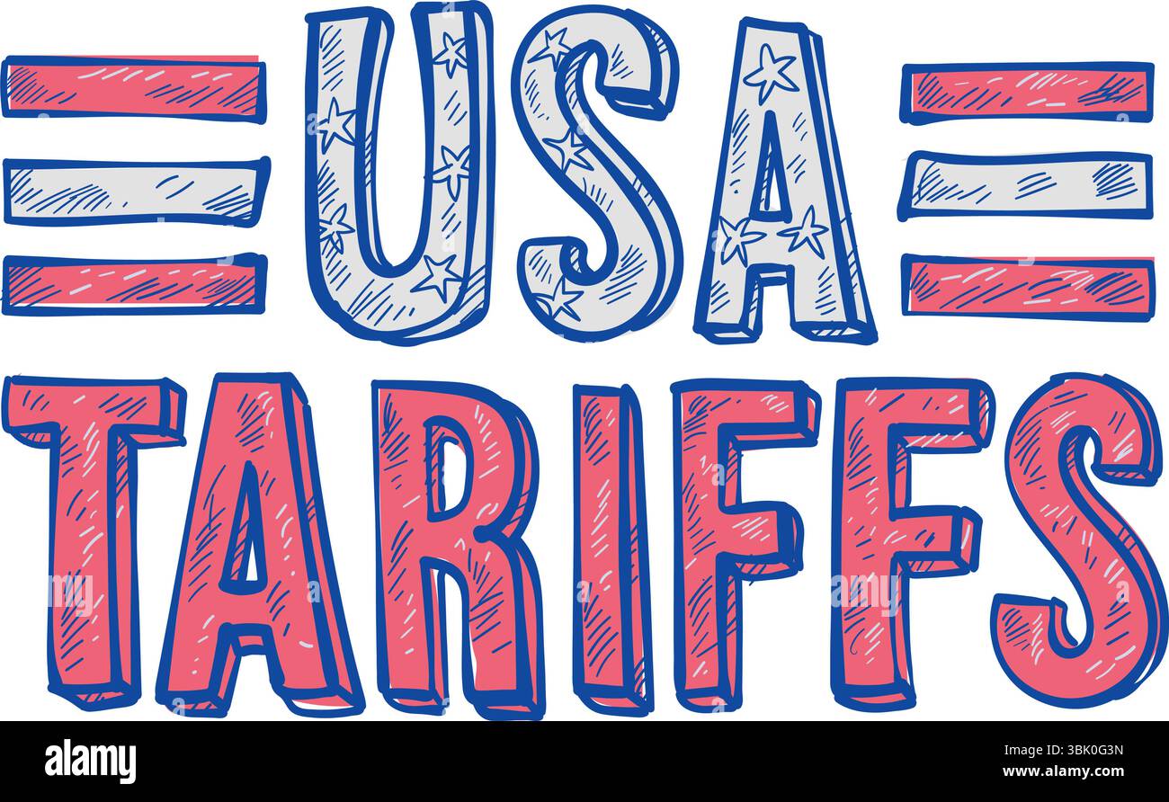 Hand drawn United States Tariffs. doodles vector illustration Stock ...