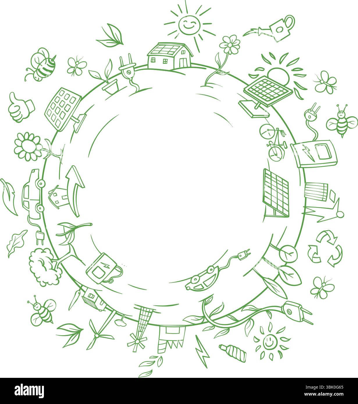 eco symbols around an empty circle. vector illustration Stock Vector ...