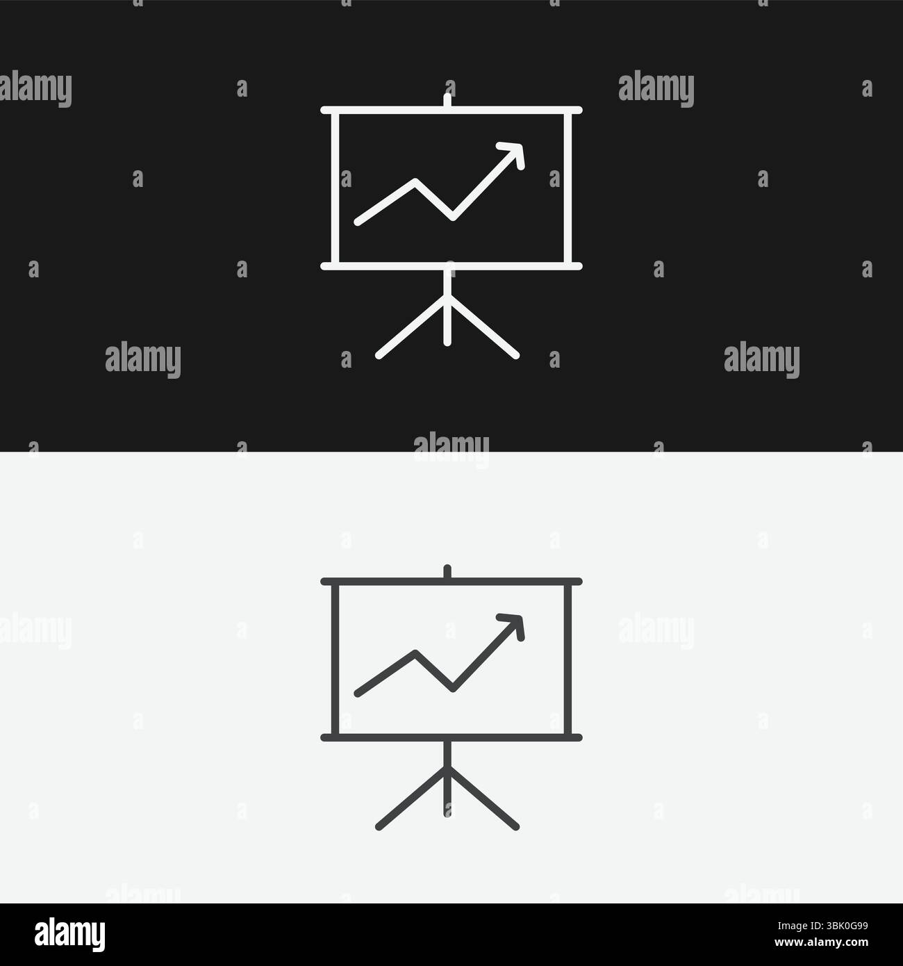 Presentation Board with Upward Trend Line on Black and White Backgrounds, Representing Business ...