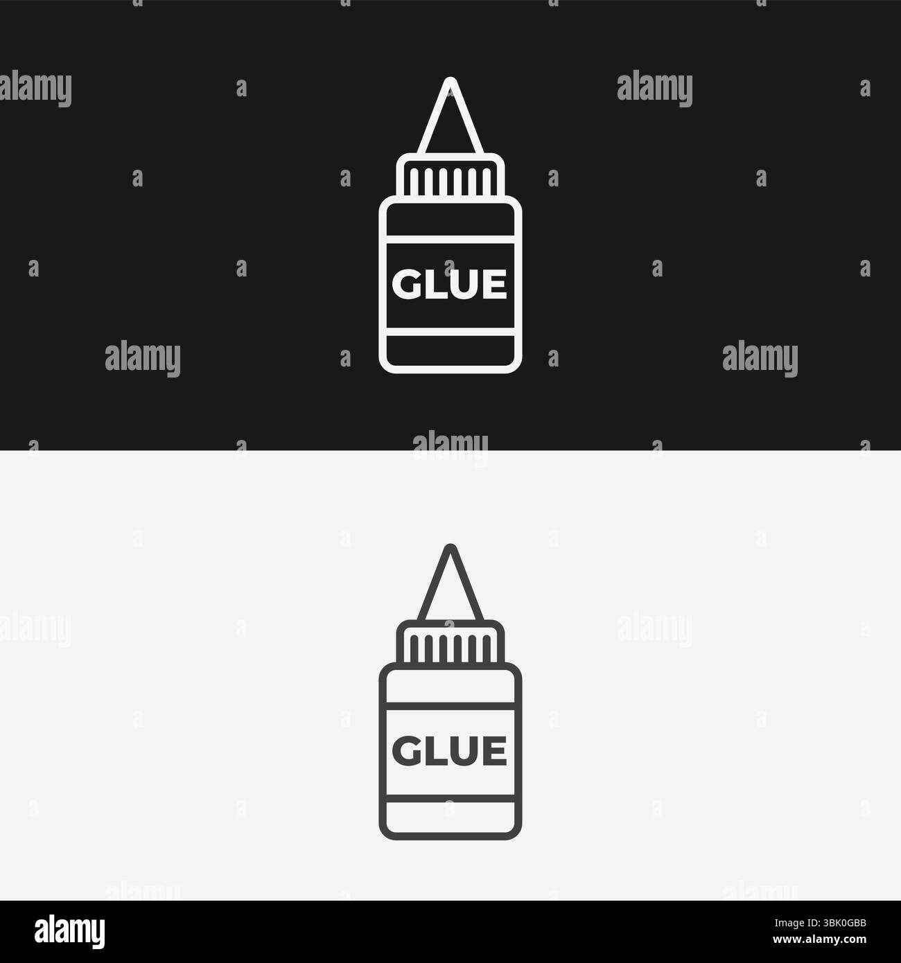 Glue Bottle with "GLUE" Label on Black and White Backgrounds ...