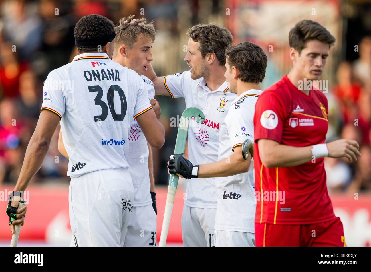 Belgium's Nelson Onana and Belgium's Thomas Crols celebrate during a ...