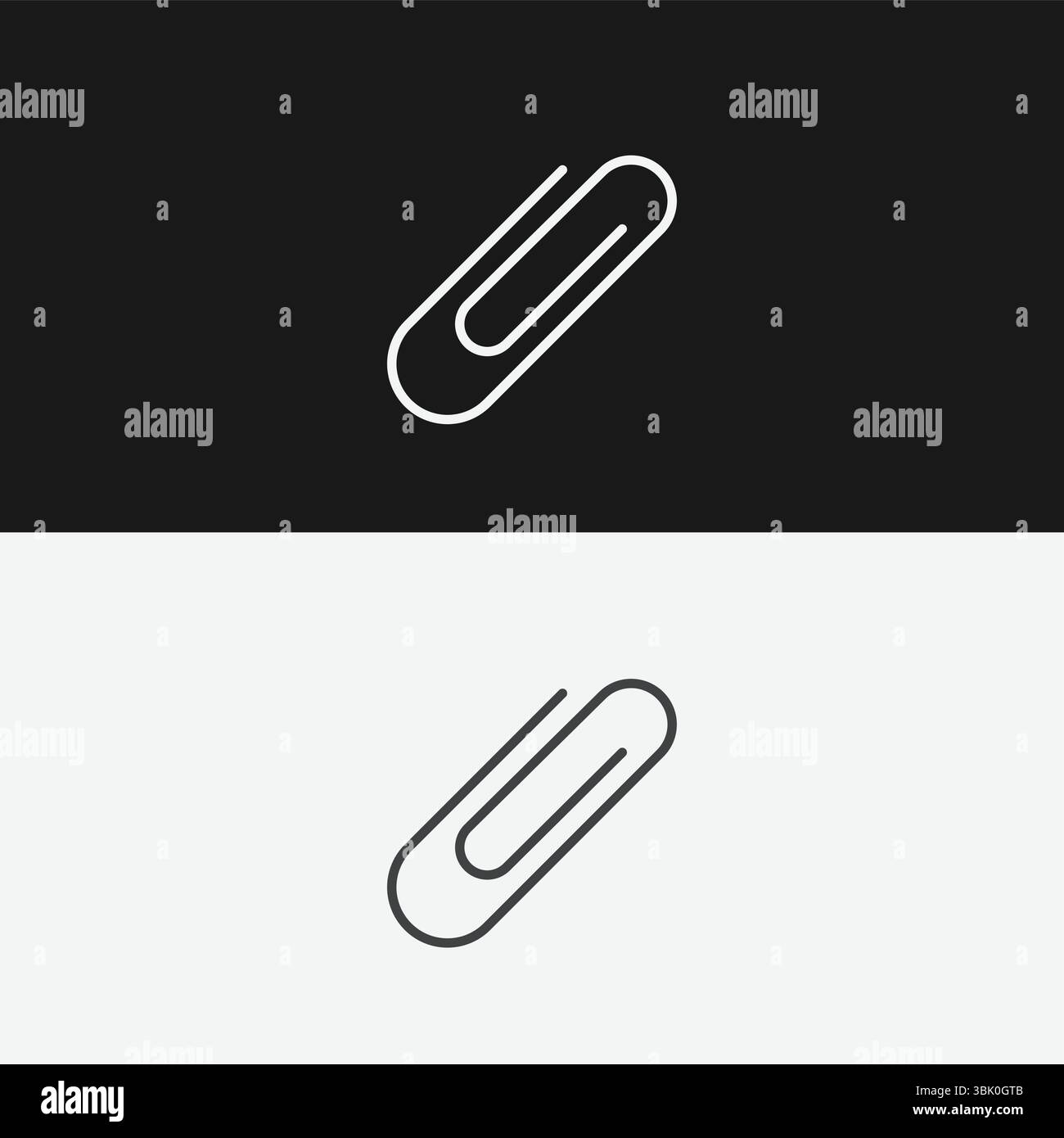 Paperclip on Black and White Backgrounds, Representing Attachment or Organization, White Outline ...