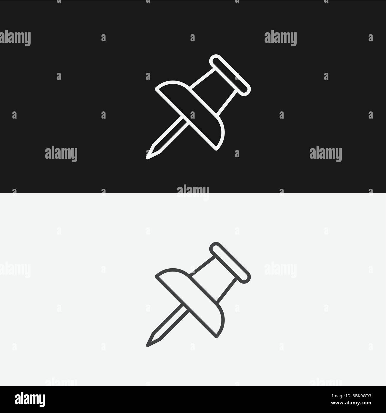 Push Pin or Thumbtack on Black and White Backgrounds, Representing ...