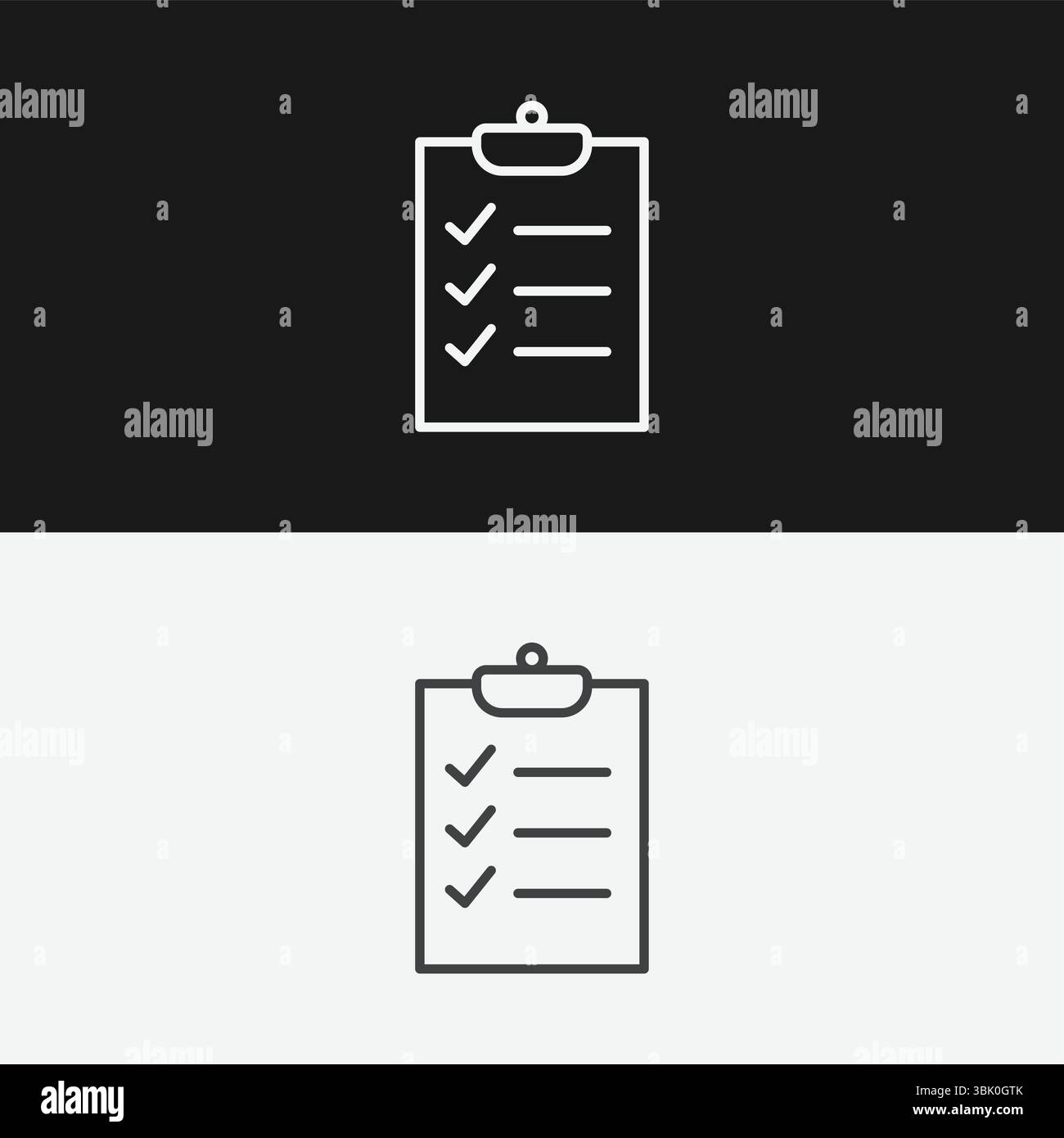 Clipboard with Checklist and Checkmarks on Black and White Backgrounds ...