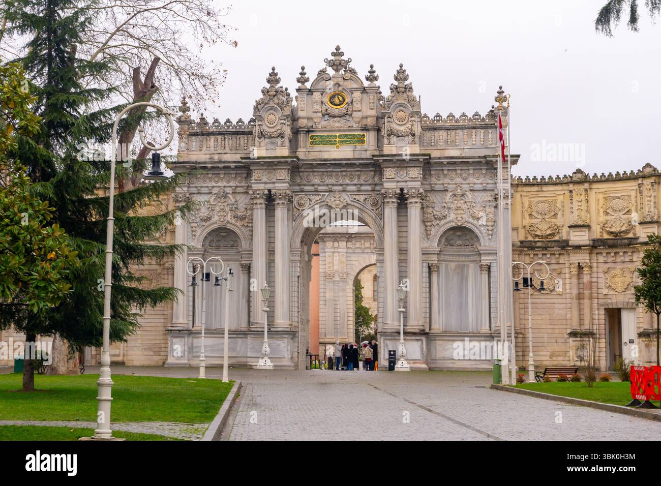 Entrance Gate of Dolmabahce Palace. Dolmabahce is the largest palace in ...