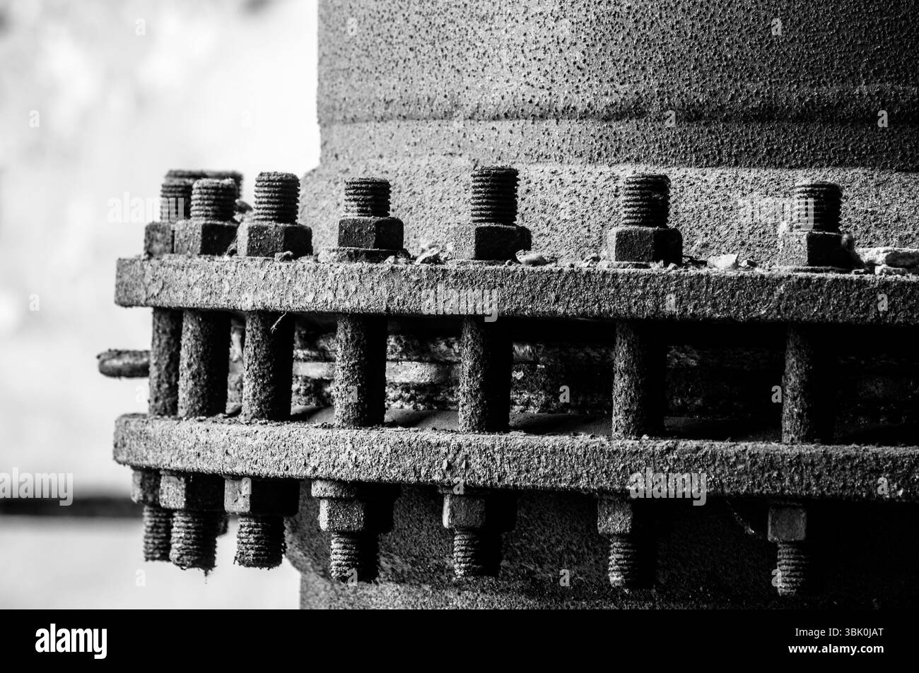 Abstract metal screw nuts Black and White Stock Photos & Images - Alamy