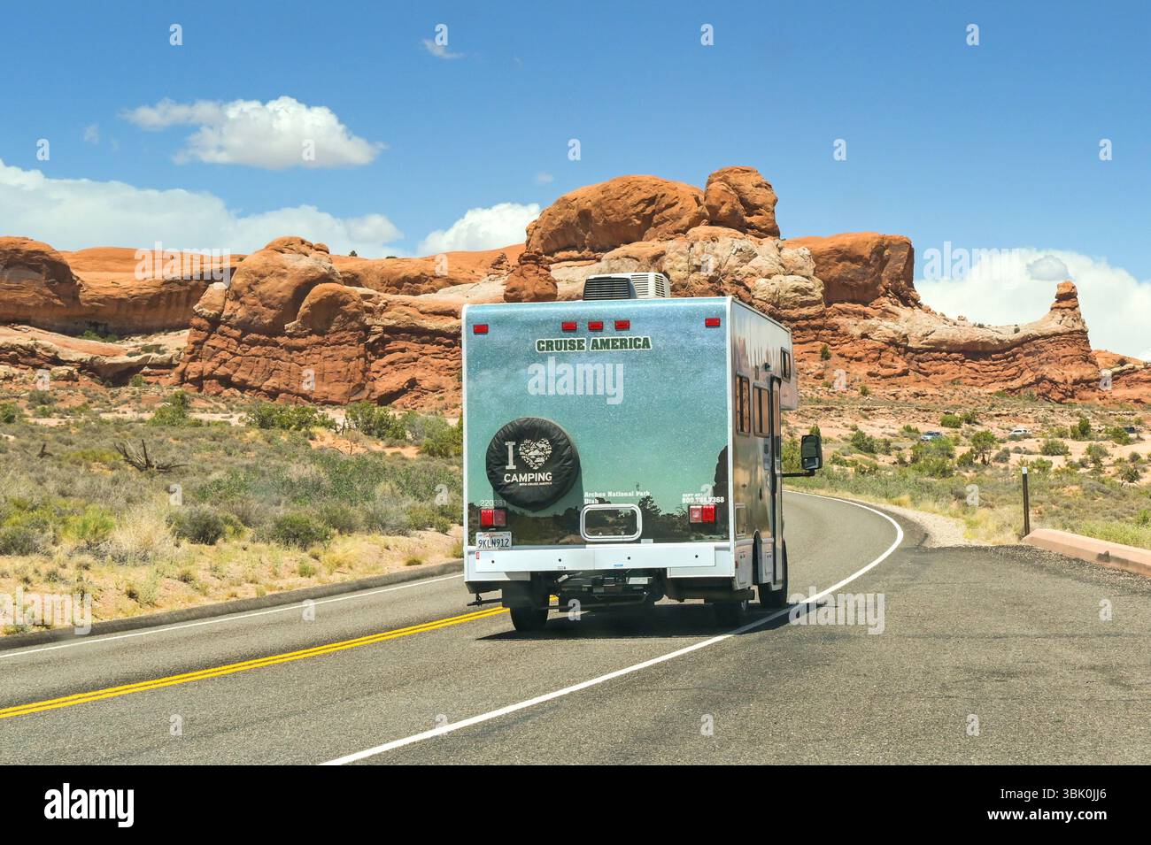 Moab, Utah, USA - 25 May 2025: Camper van driving through spectacular ...